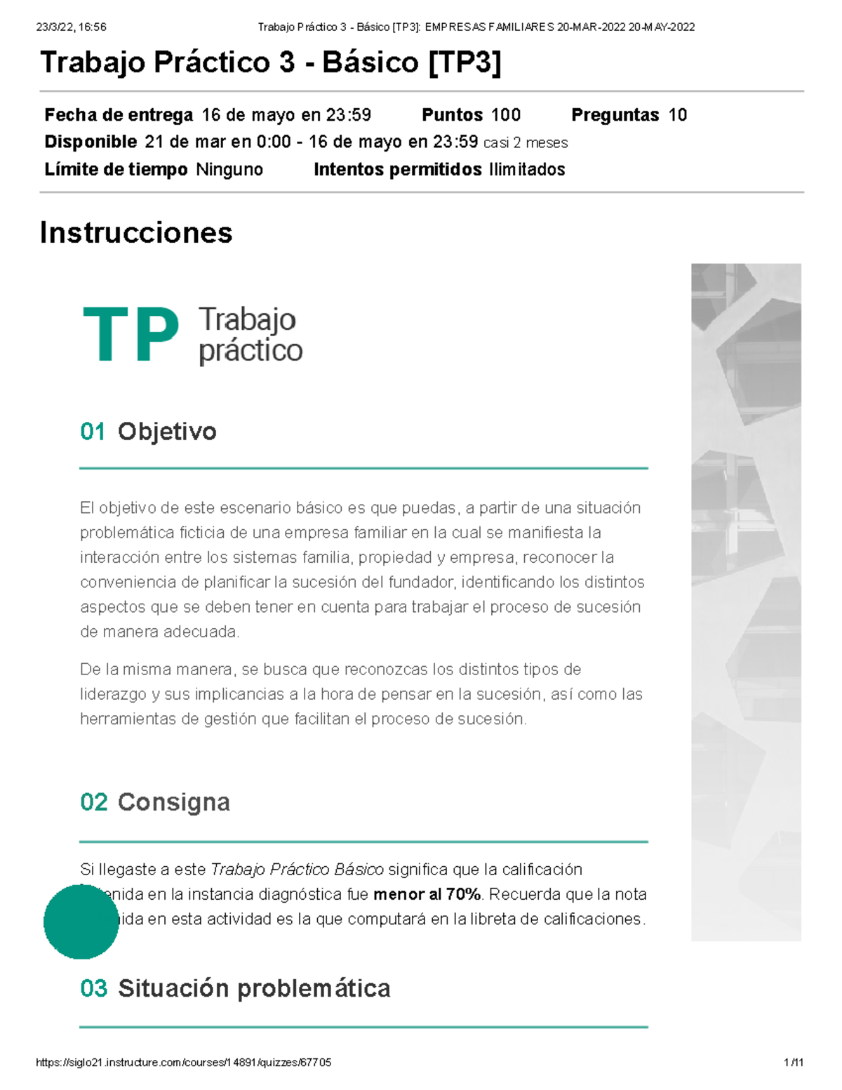 Trabajo Práctico 3 - Básico [TP3] Empresas Familiares 20-MAR-2022 20-MAY-2022-80 - Trabajo ...