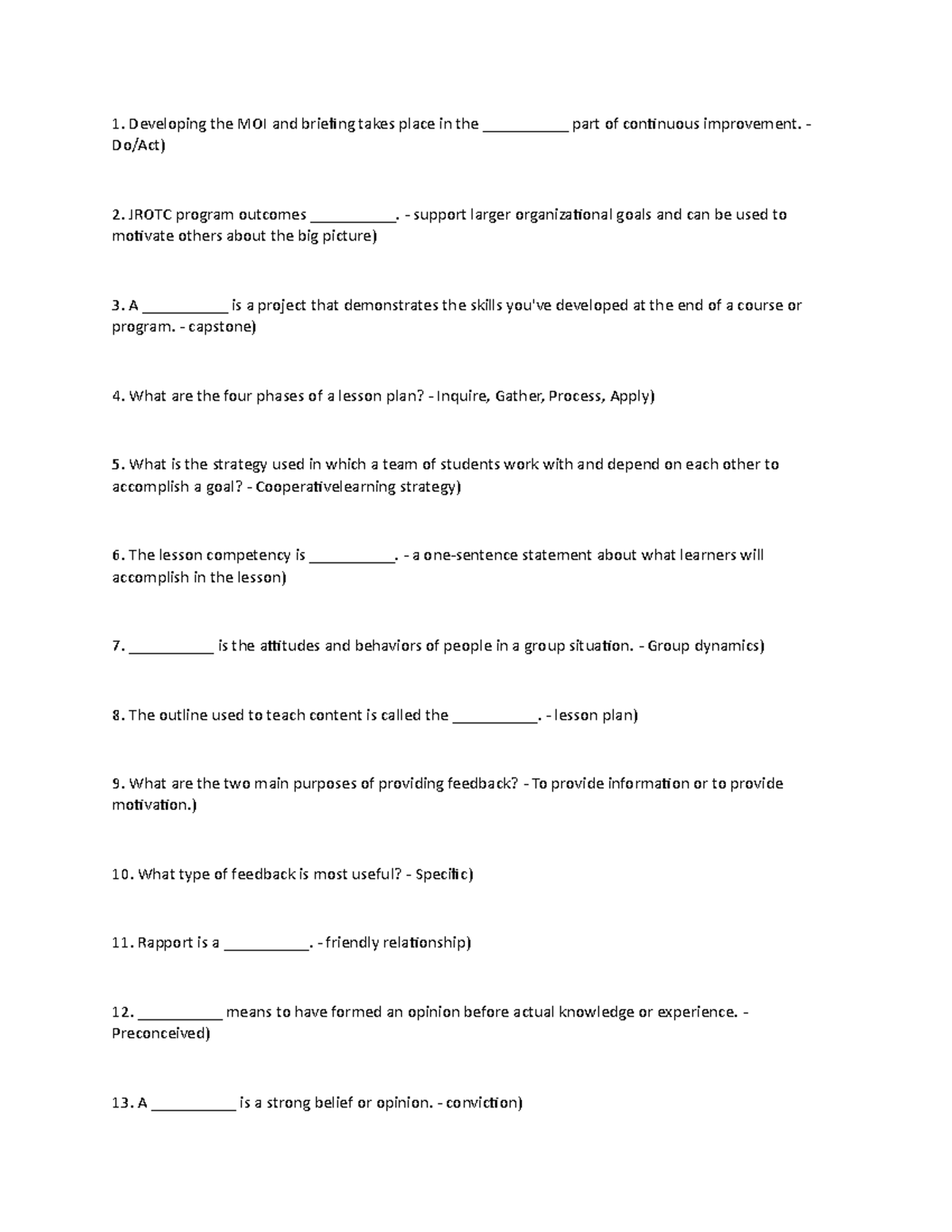 Note 23 - military science notes - Developing the MOI and briefing ...