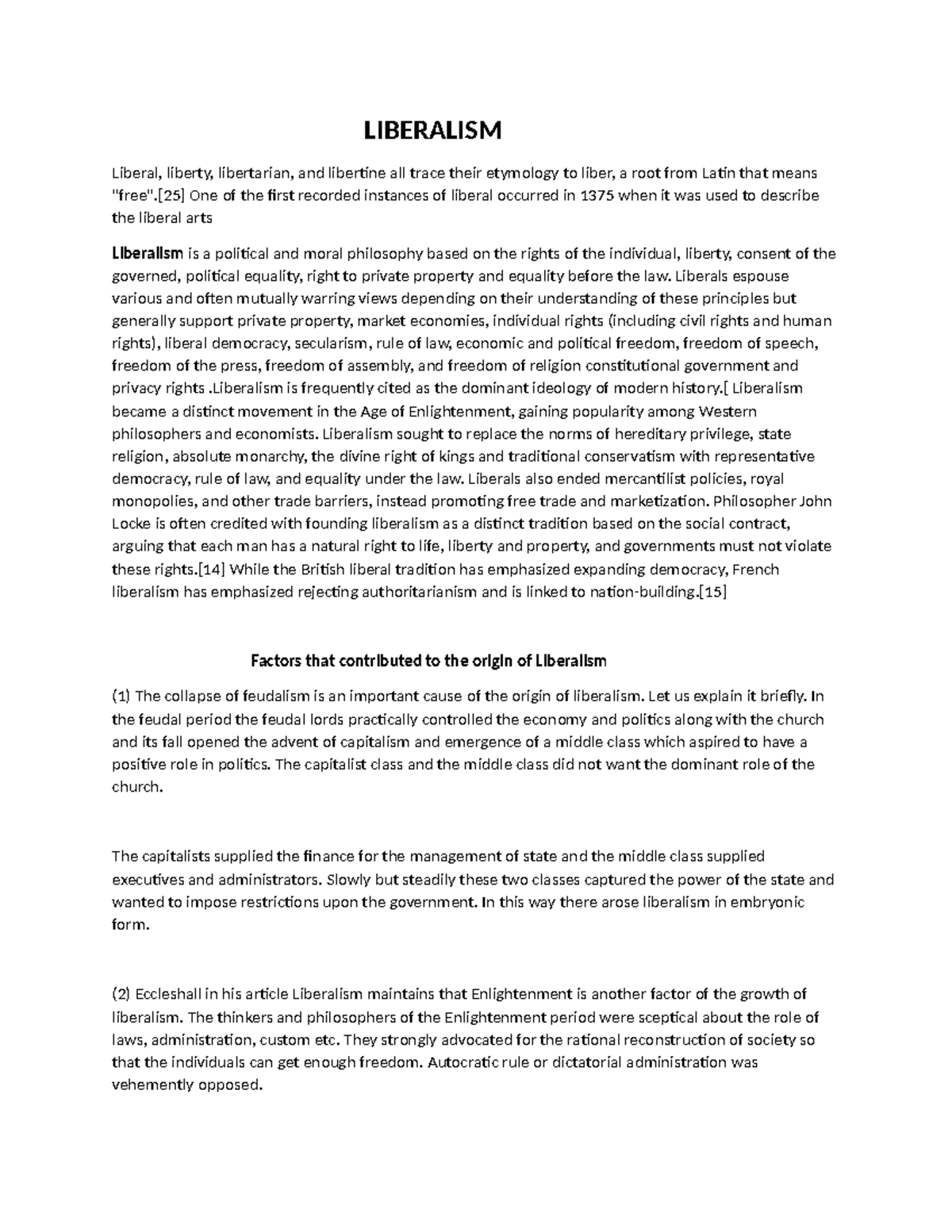Liberalism-100 - LIBERALISM Liberal, liberty, libertarian, and ...