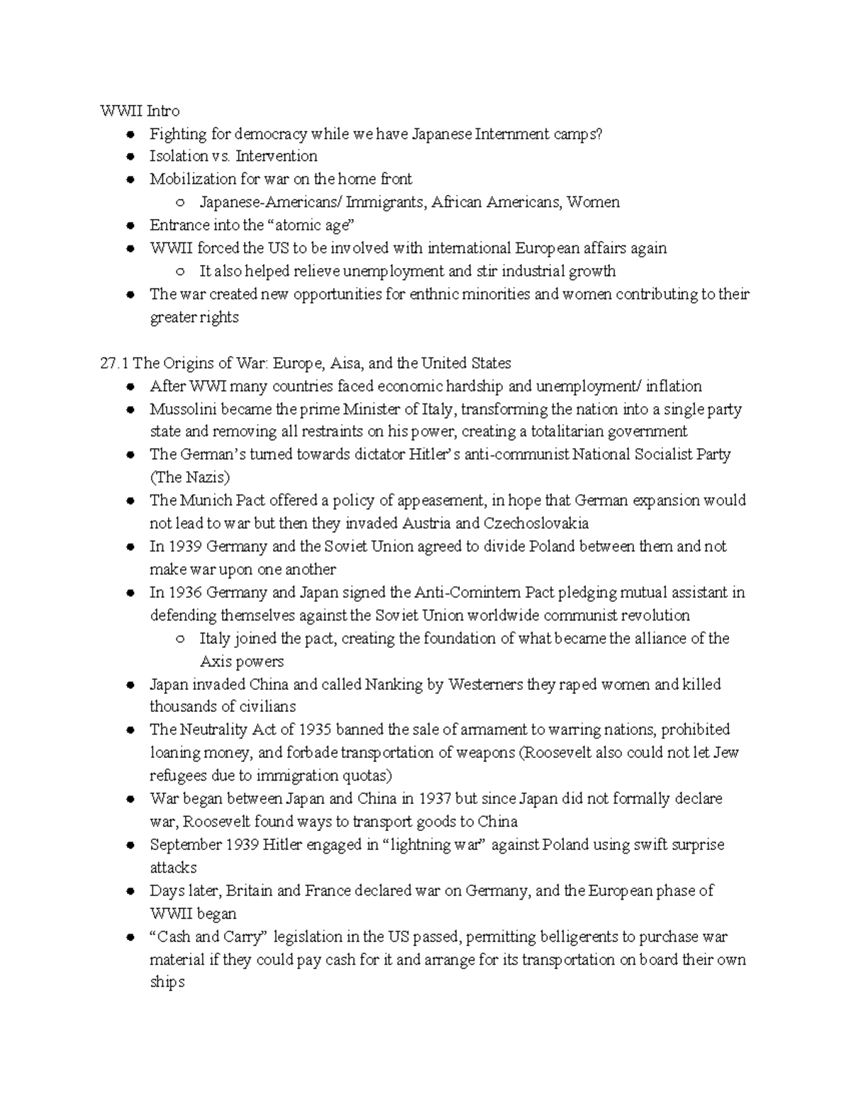 Module 8 WW2 - WW2 U.S. History Open Stanx Book notes - WWII Intro ...