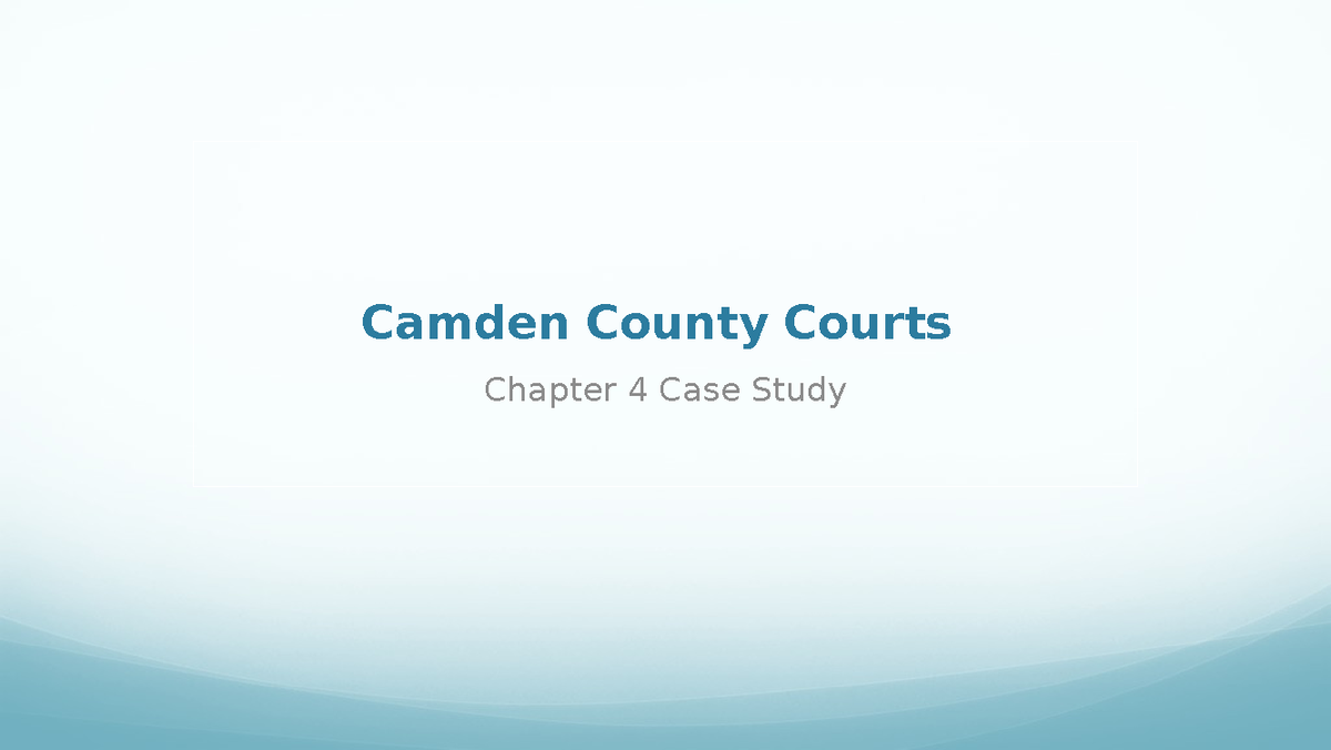 Case Study 3 Camden County Courts - Camden County Courts Chapter 4 Case Study Table of Contents ...