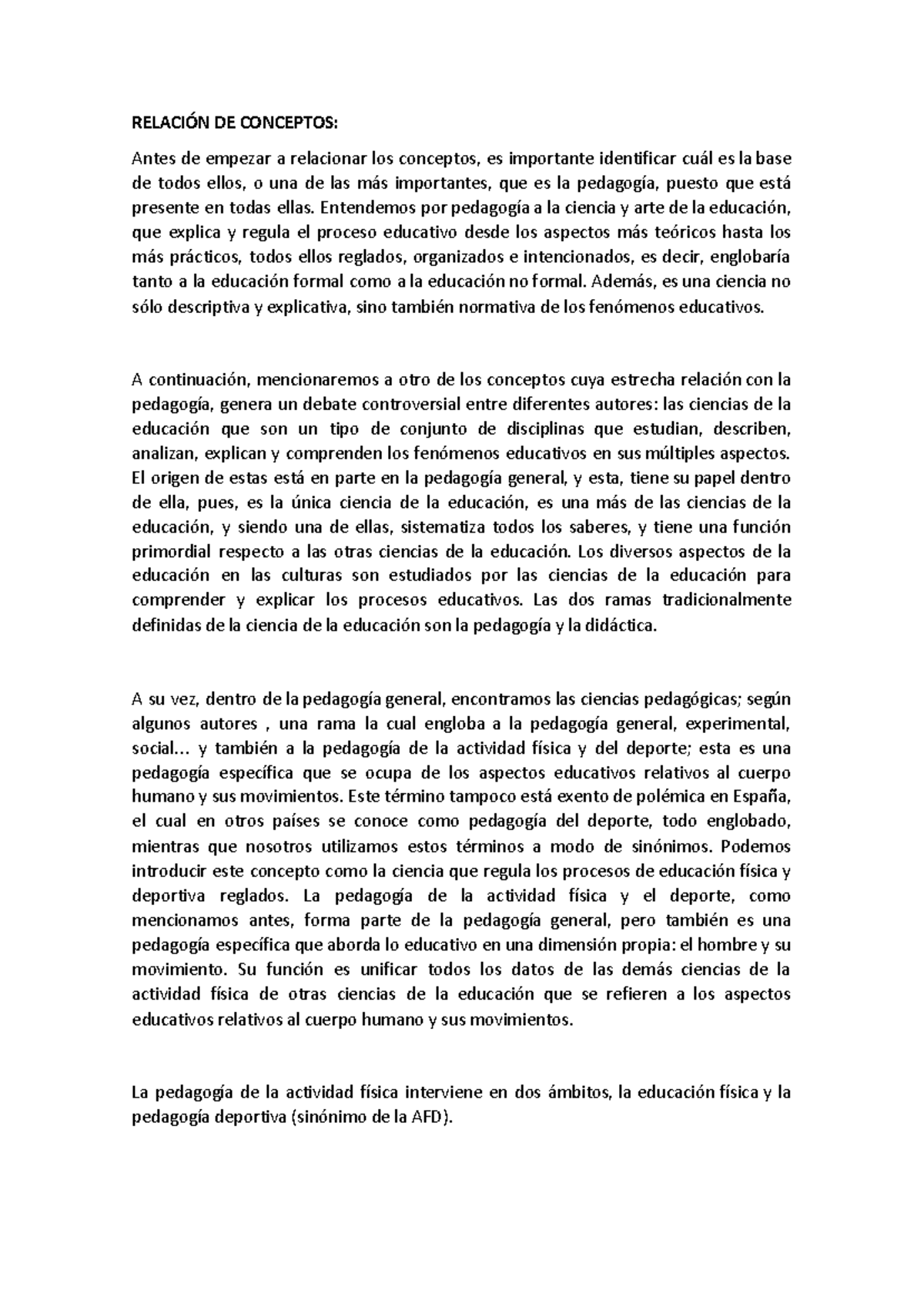 Relación de Conceptos - RELACIÓN DE CONCEPTOS: Antes de empezar a ...