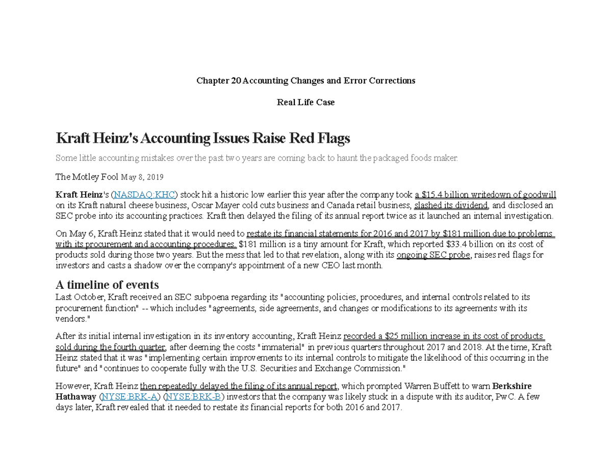 Exercise 20-9 - Assignments - Homework - Chapter 20 Accounting Changes ...