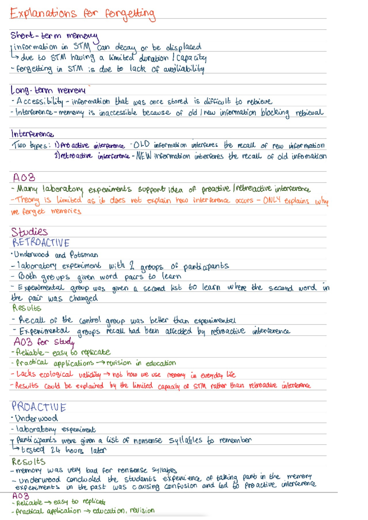 Explanations for forgetting - Studocu