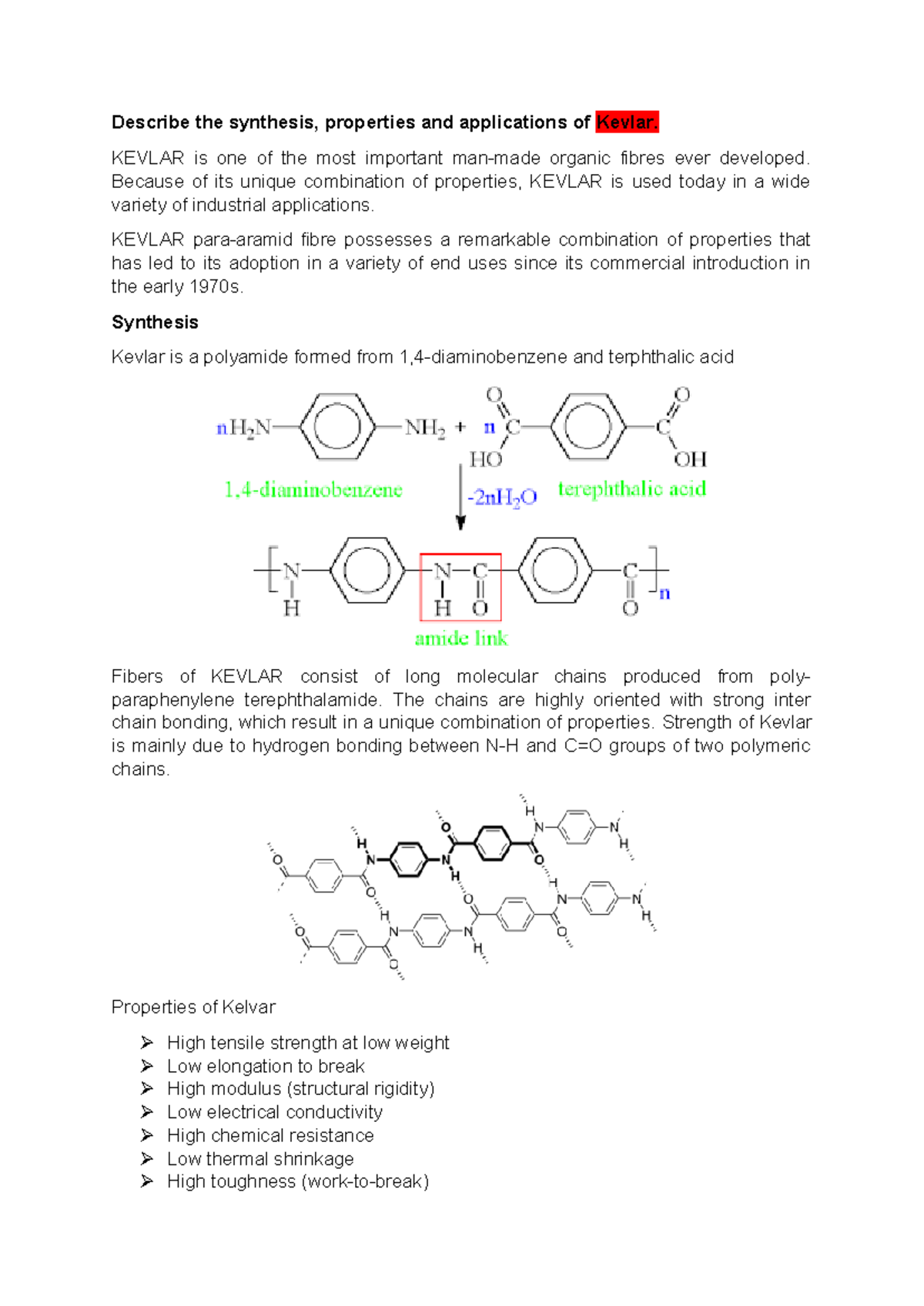 Chemistry notes module 1 - Describe the synthesis, properties and ...