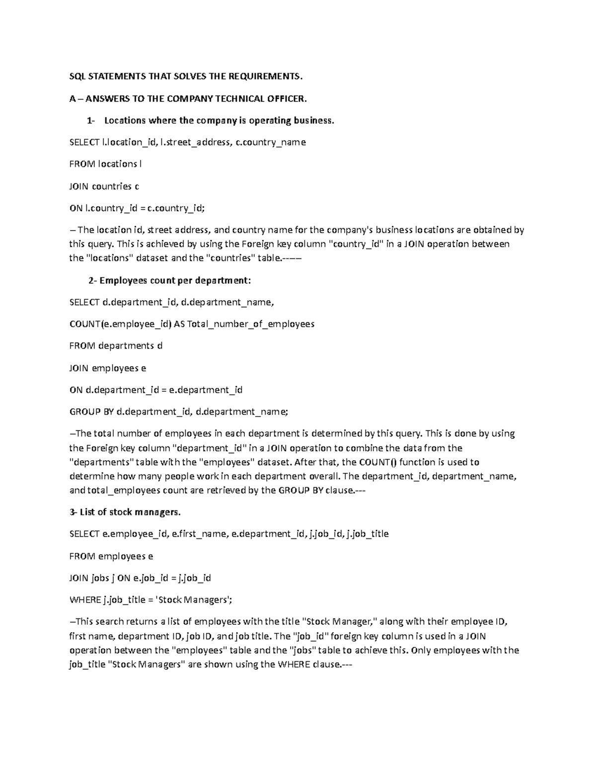 Database 1 Learning Journal 6 Sql Statements That Solves The Requirements A Answers To The 9167