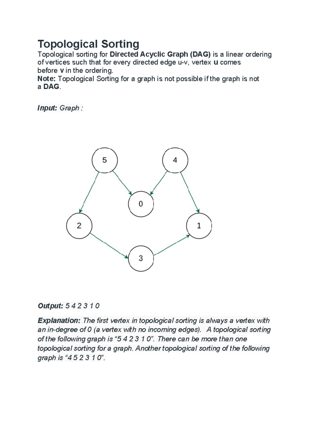 Topological Sorting - Give me the pdf format notes - Topological ...