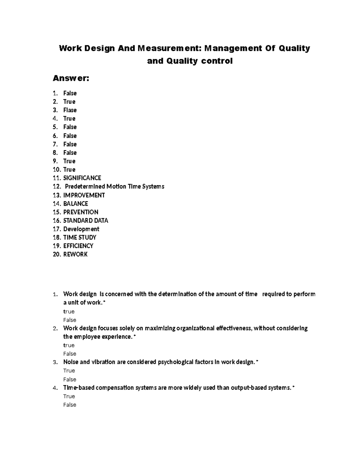 Work Design And Measurement answer - Work Design And Measurement ...