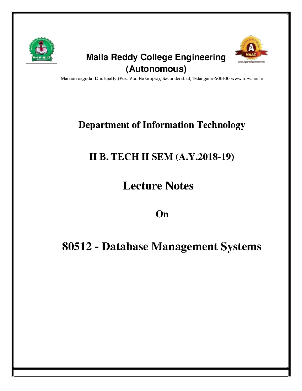 20210624-80512 - Database Management Systems - Malla Reddy College ...