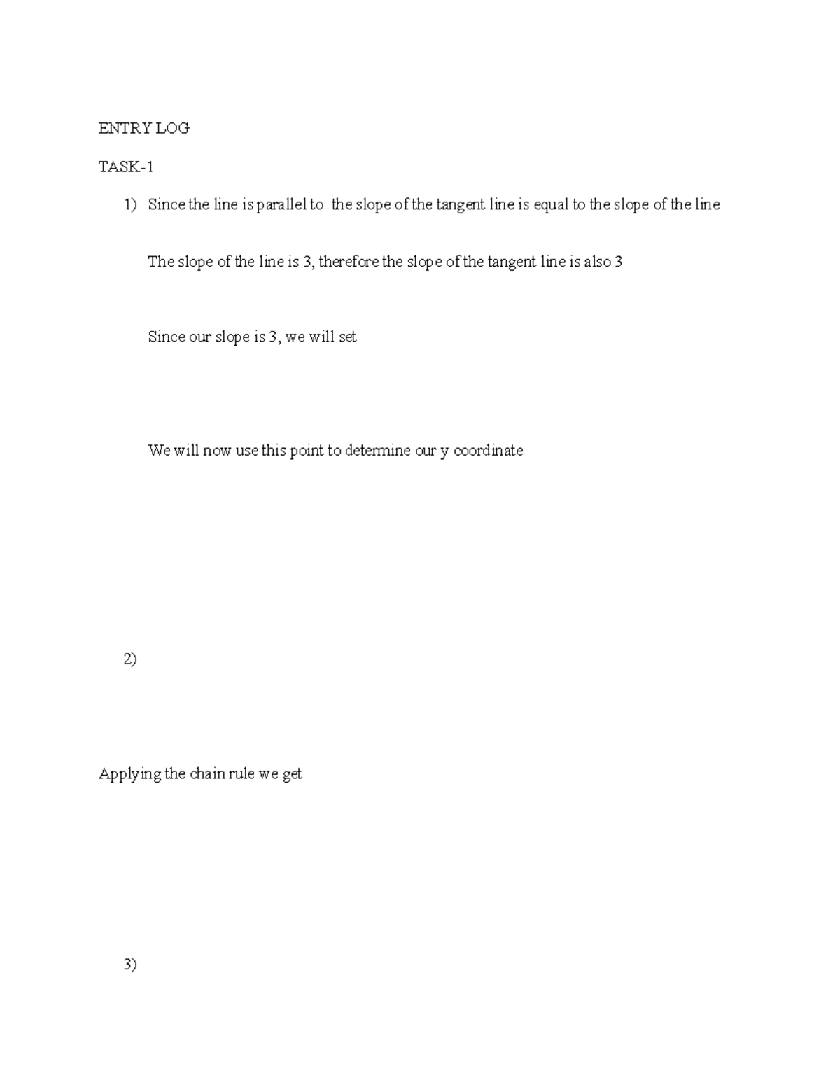 Entry DATA SET FOR CHAPTER-3 - ENTRY LOG TASK- Since the line is ...