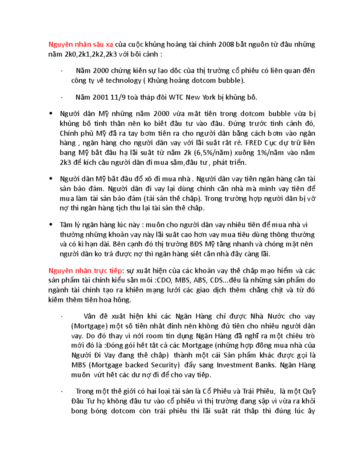 Nguyên nhân tóm tắt sơ lược khủng hoảng 2008 - Nguyên nhân sâu xa c a cu c kh ng ho ng tài chính ...