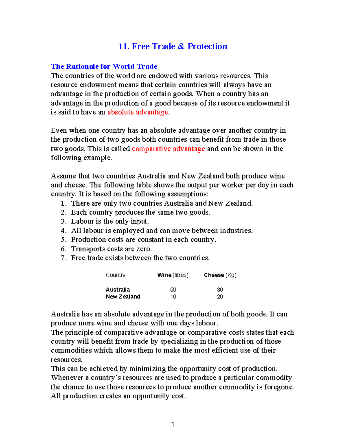 Principles of International Trade - 11. Free Trade & Protection The ...