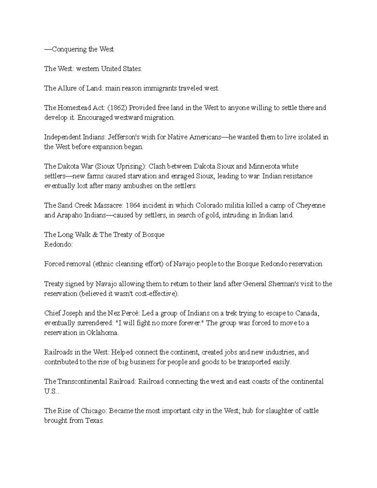 Conquering the West - An explanation of key components regarding the ...