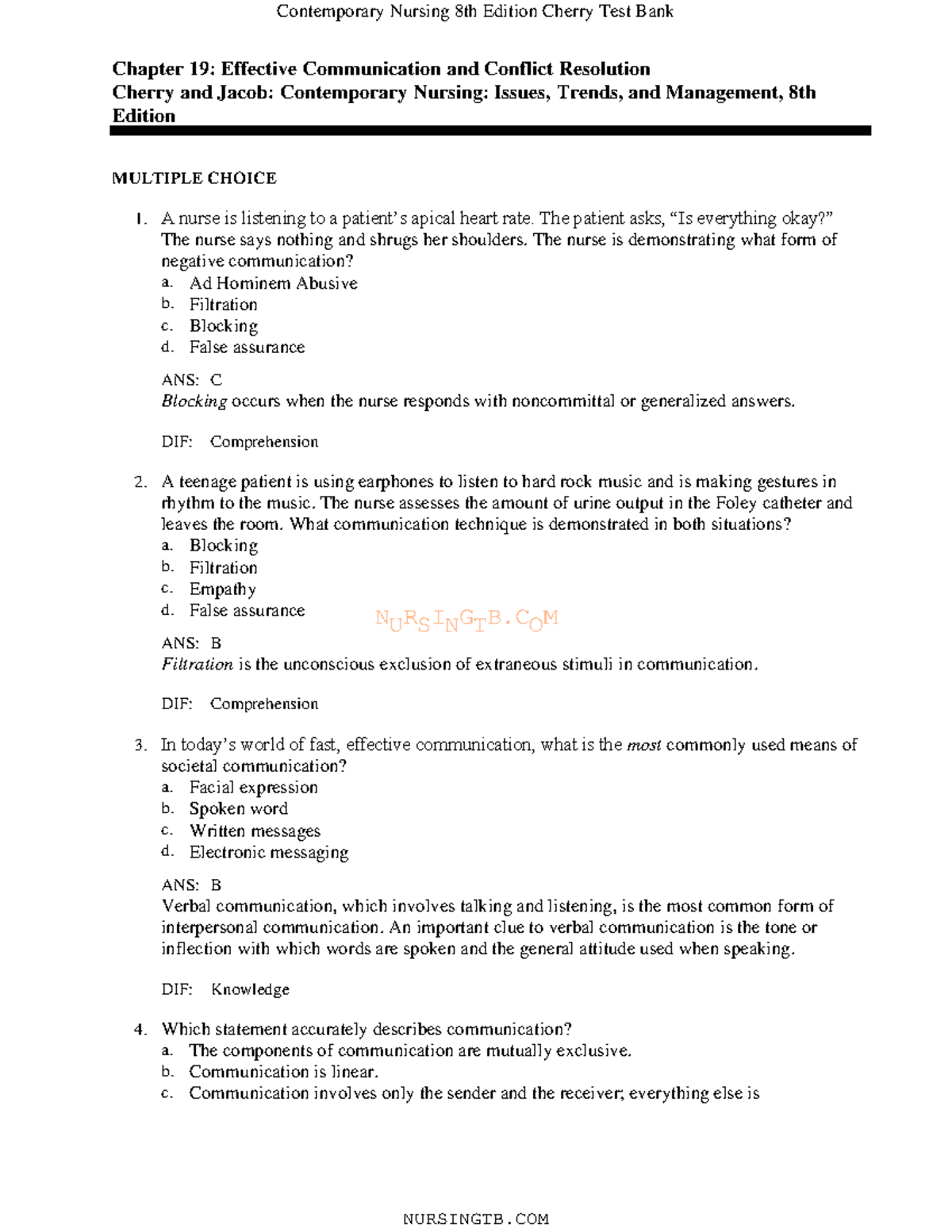 9780323554206 \19 contemporaries practice test - NURSINGTB Chapter 19 ...