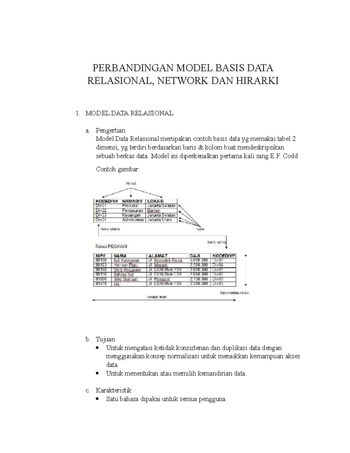 Perbandingan Model Basis DATA Relasional, Network DAN Hirarki ...