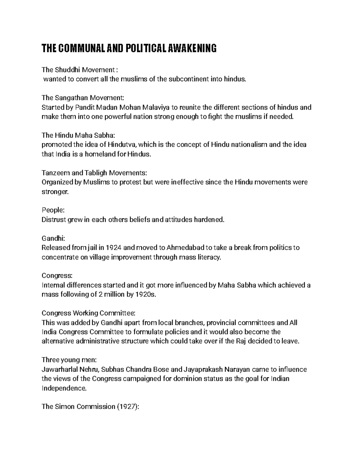 THE Communal AND Political Awakening - THE COMMUNAL AND POLITICAL ...