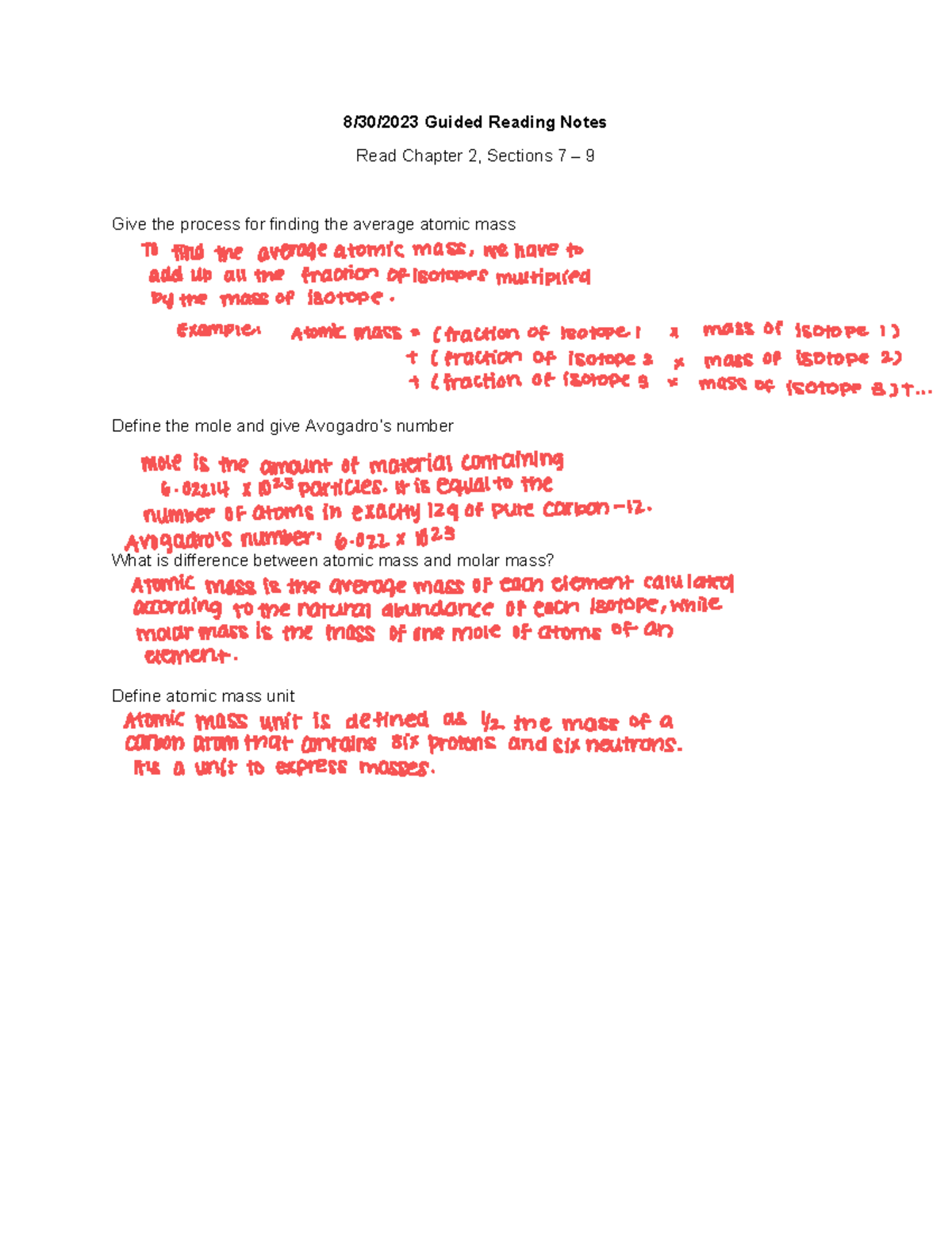 Guided Reading Notes 8:30 - 8 / 30 /2023 Guided Reading Notes Read ...