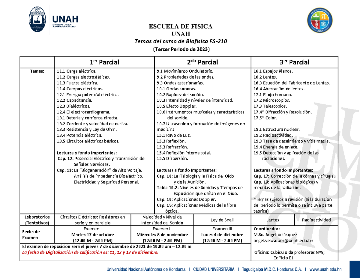 Programacion FS-210 - Xdxd - ESCUELA DE FISICA UNAH Temas del curso de ...
