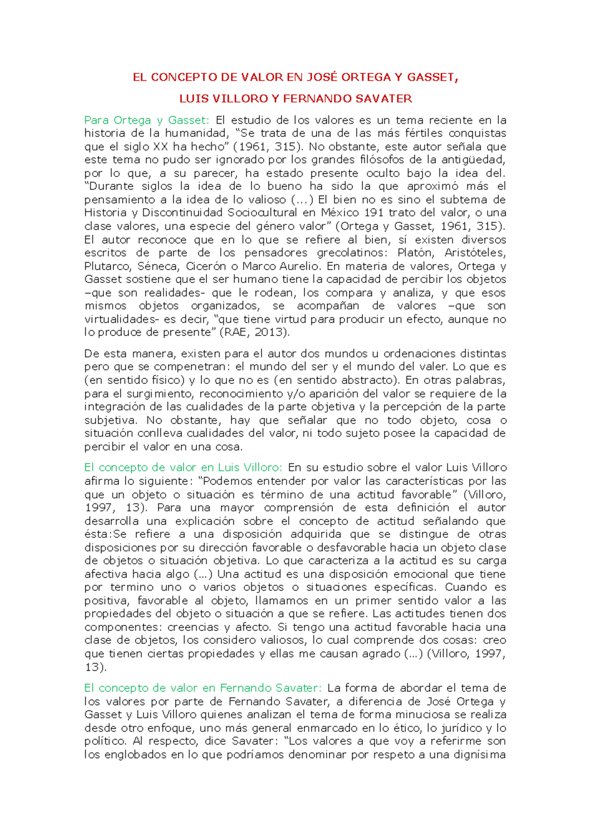 EL Concepto DE Valor Segun 3 Autores - EL CONCEPTO DE VALOR EN JOSÉ ...