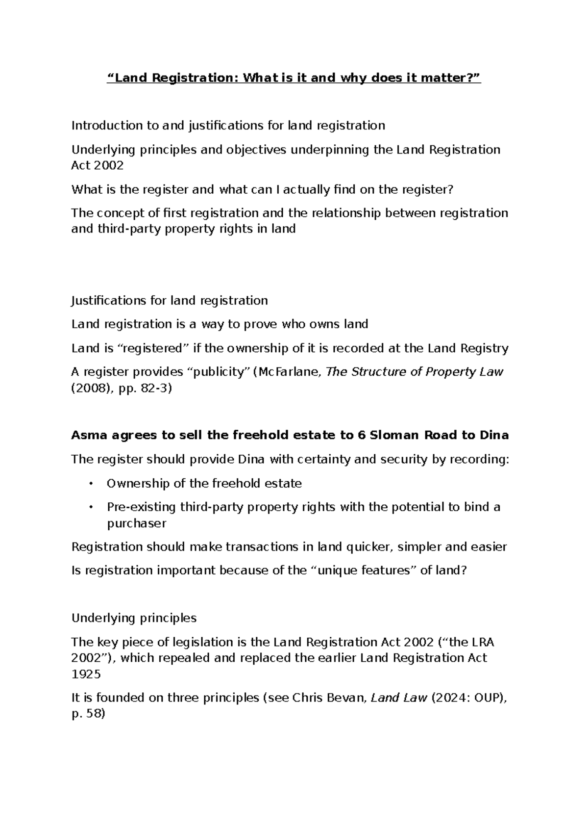 Lecture 6 land law - “Land Registration: What is it and why does it ...