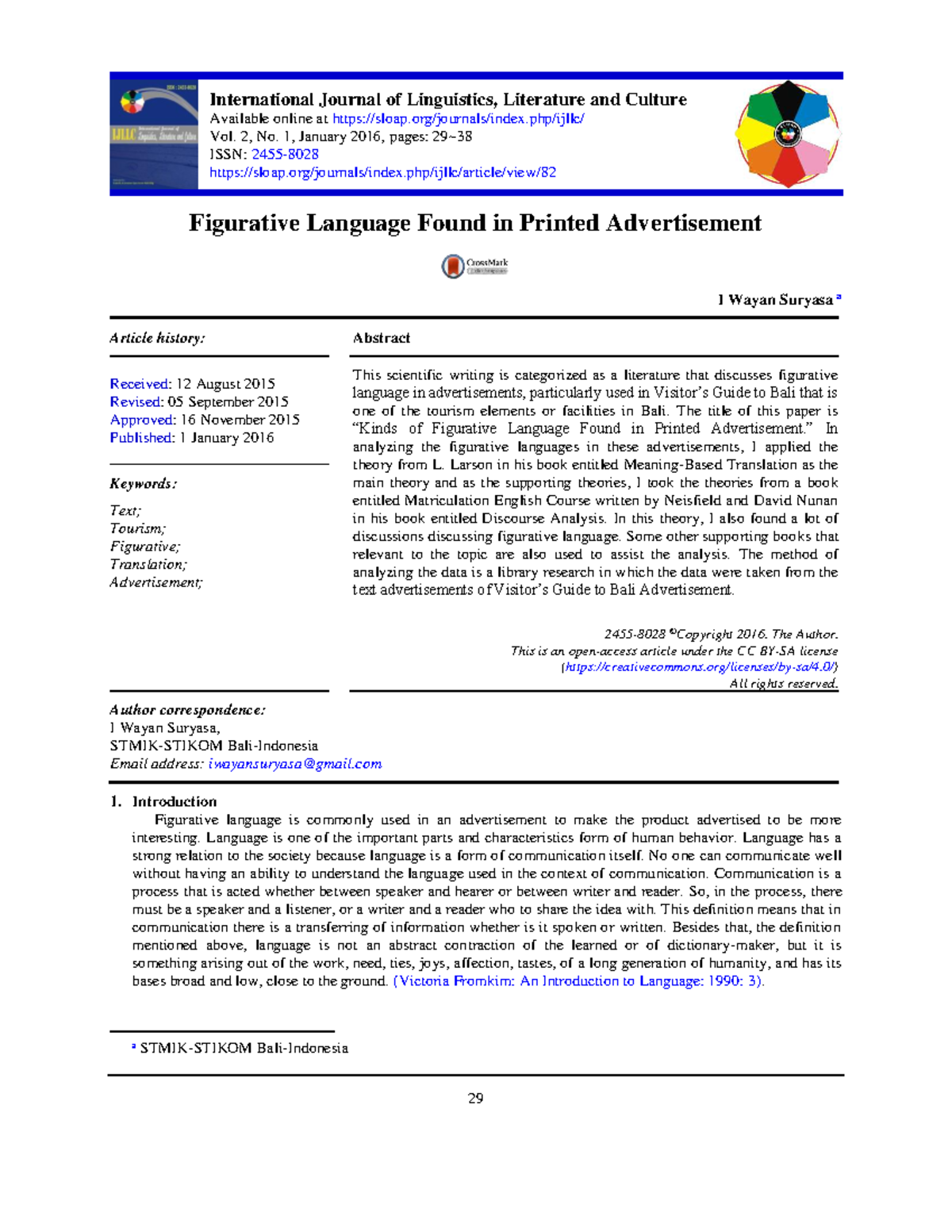 Figurative language found in printed advertisement - International ...