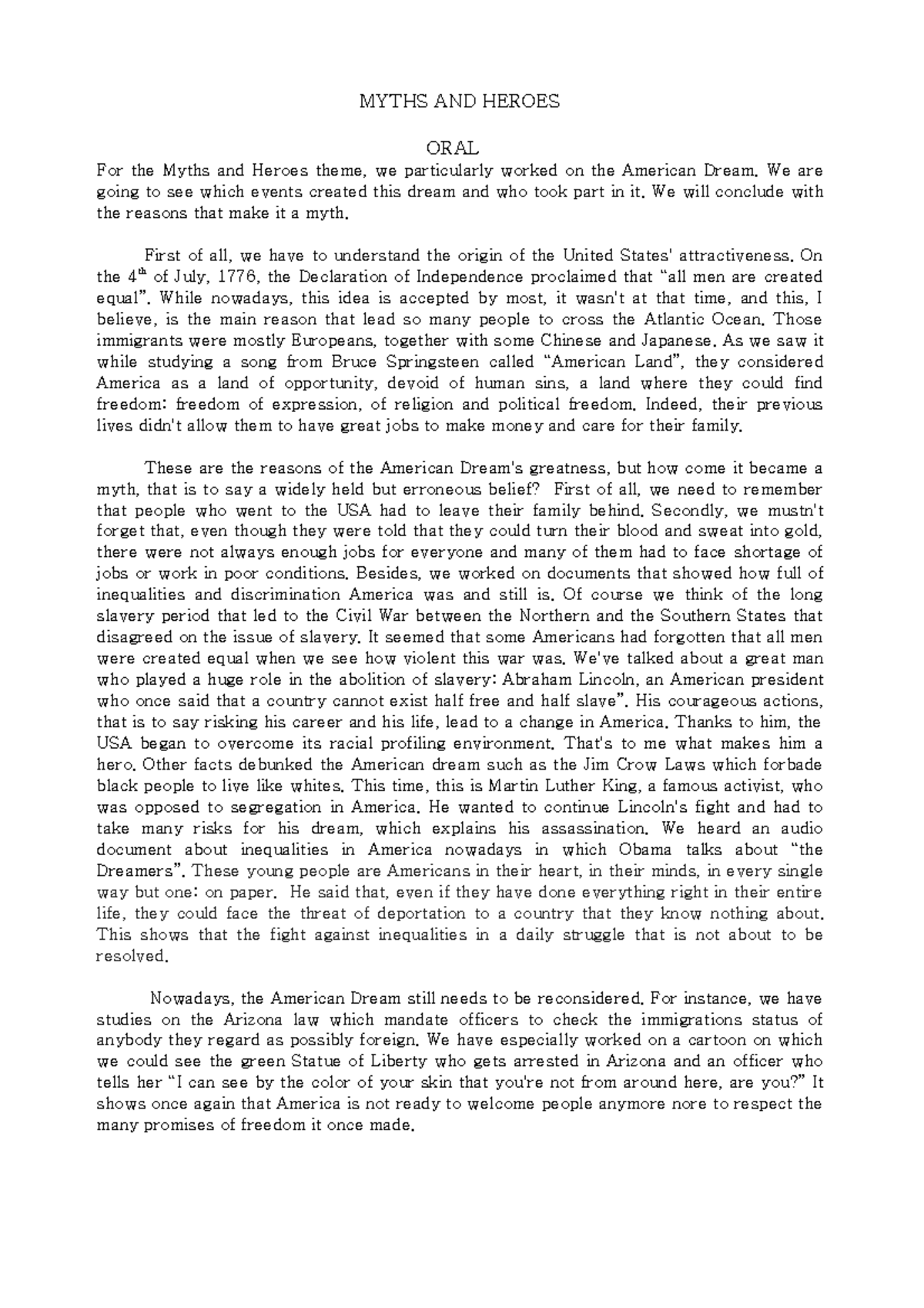 Myths AND Hereos - MYTHS AND HEROES ORAL For the Myths and Heroes theme ...