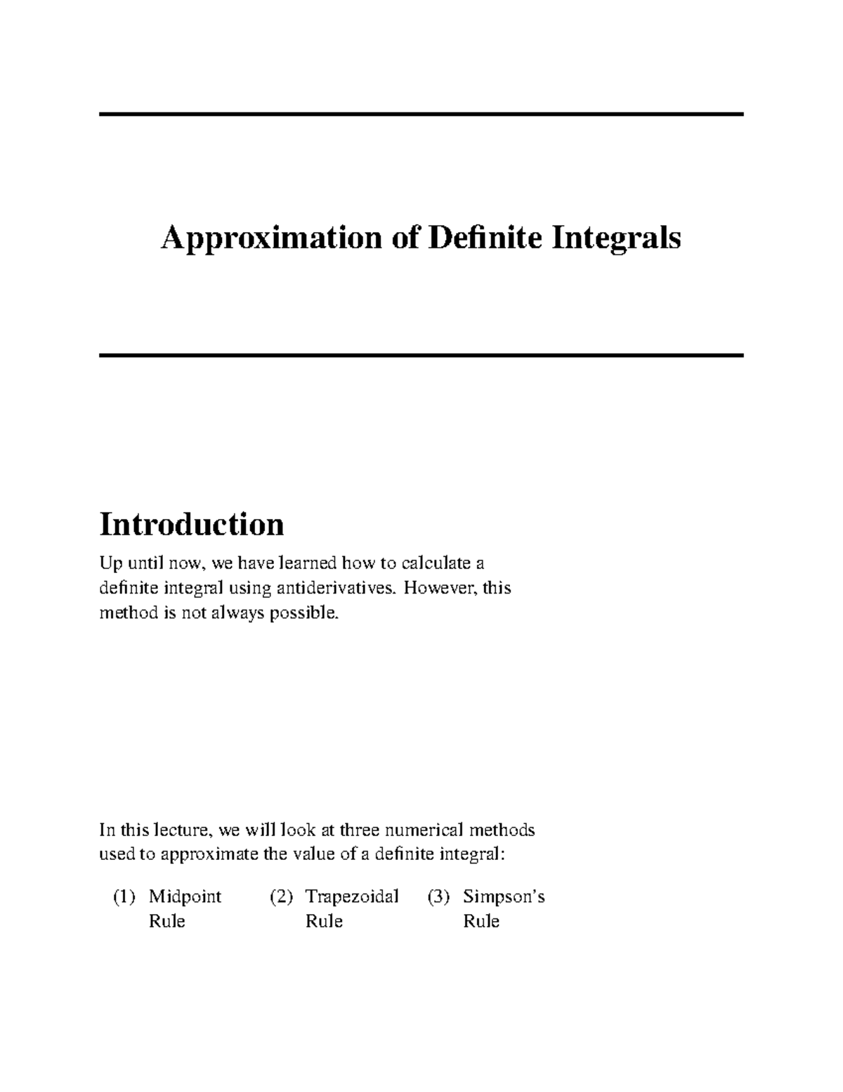 9 4 Approximation of Definite Integrals - Approximation of Definite ...