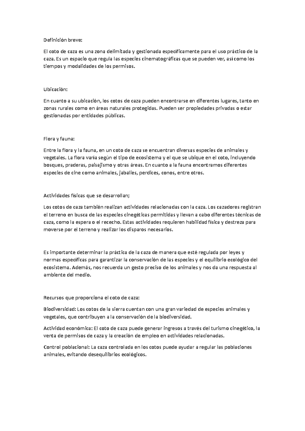 Definición breve - Definición breve: El coto de caza es una zona ...