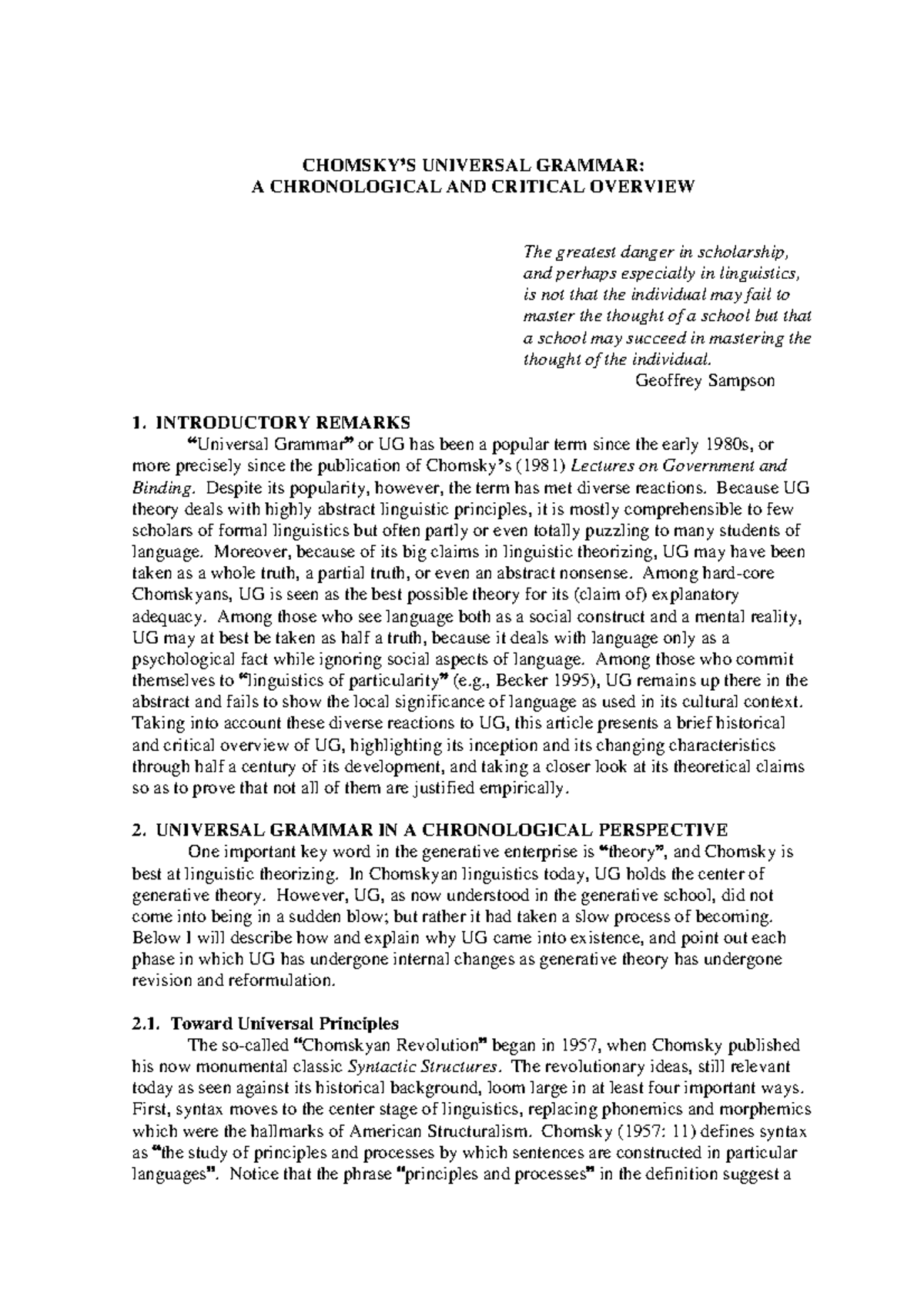 011 Chomsky UG for Pak Jimdc 1 - CHOMSKY S UNIVERSAL GRAMMAR: A ...