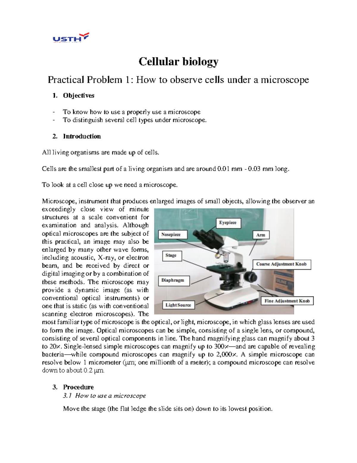 Practical 1 - nothing - Cellular biology Practical Problem 1: How to ...