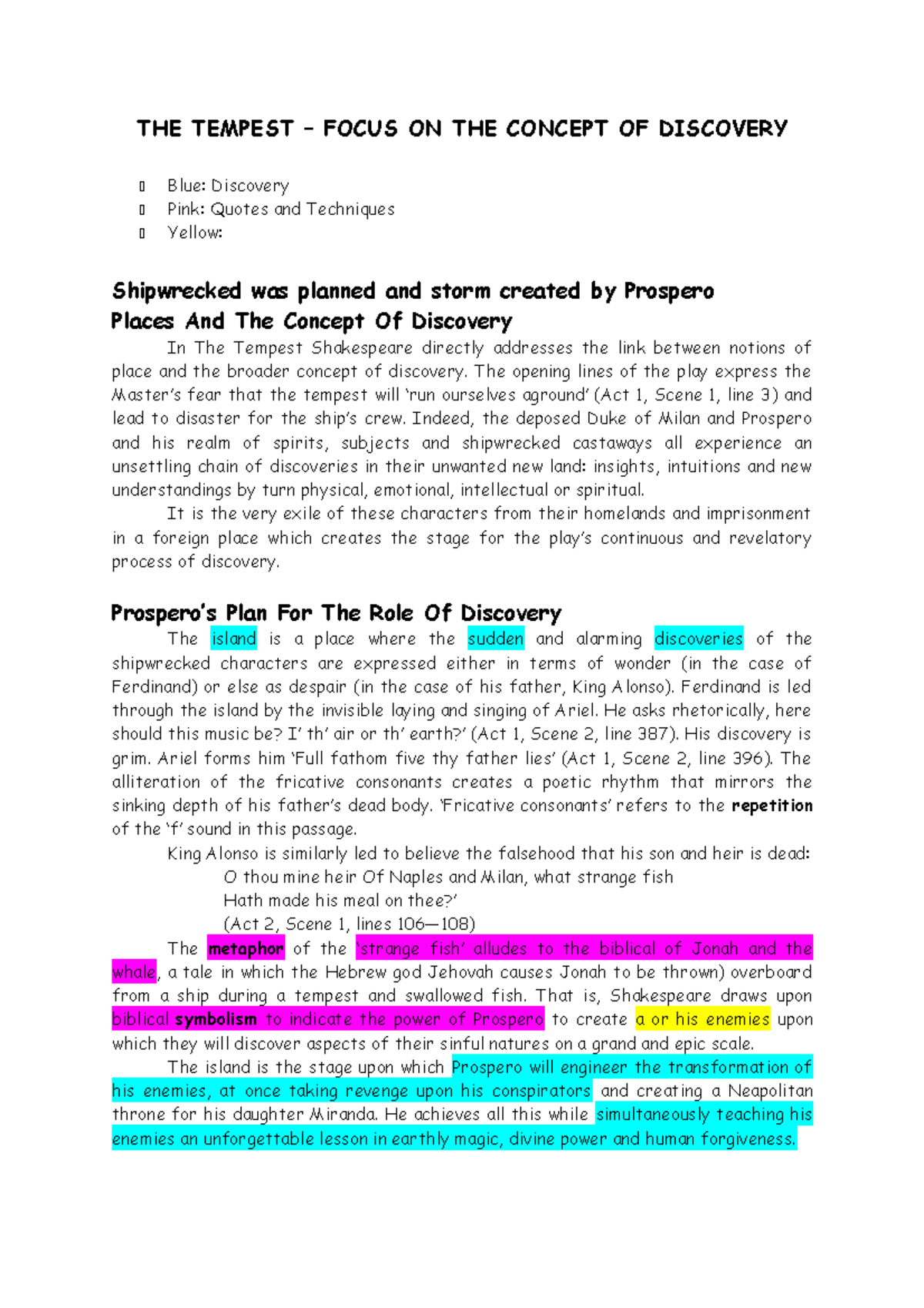 THE Tempest analysis - THE TEMPEST – FOCUS ON THE CONCEPT OF DISCOVERY ...