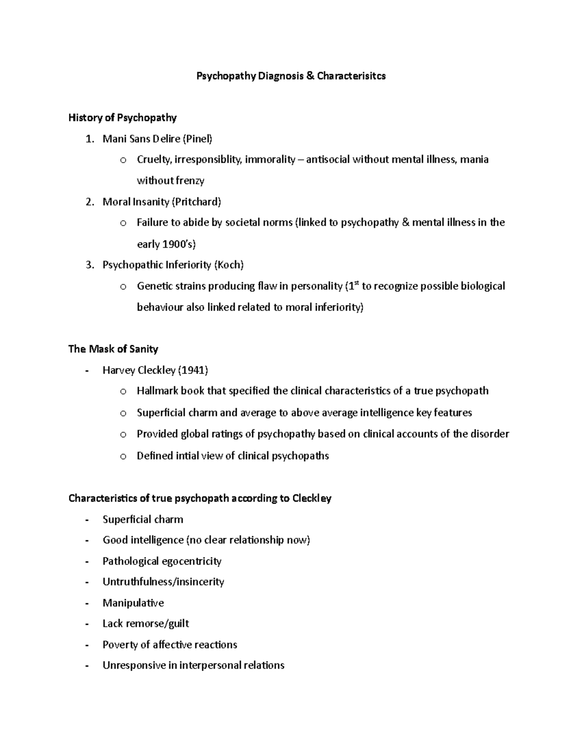 Psychopathy - Forensic Psychology - Psychopathy Diagnosis ...