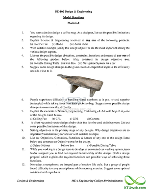 Design & Engineering Module 3&4 Lecture note 3 - the costs low. In ...