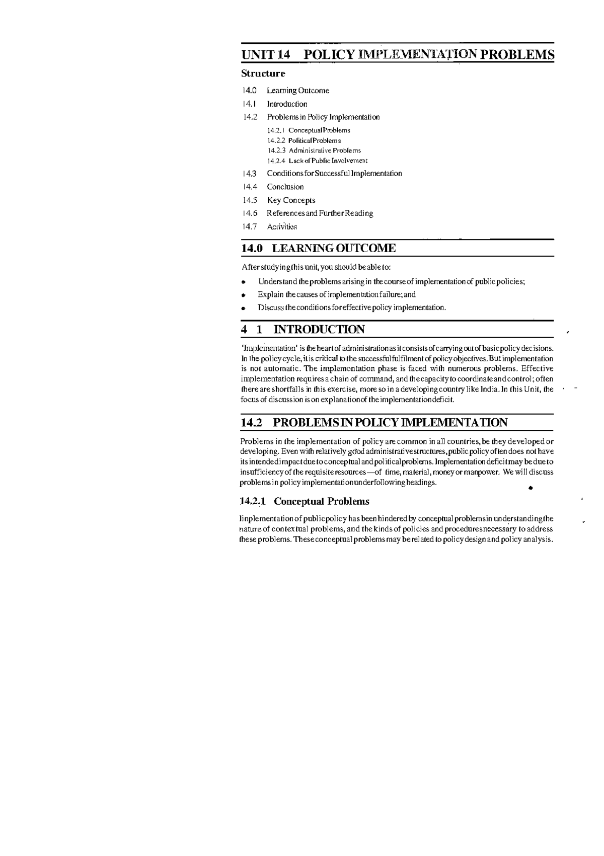 XX - Challenges in implemenatation - UNIT 14 POLICY IMPLEMENTATION ...