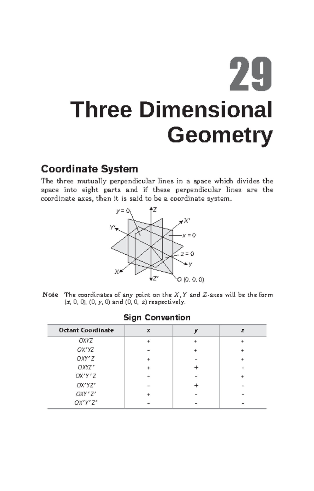 Mathematics notes-40 - 29 Three Dimensional Geometry Coordinate System ...