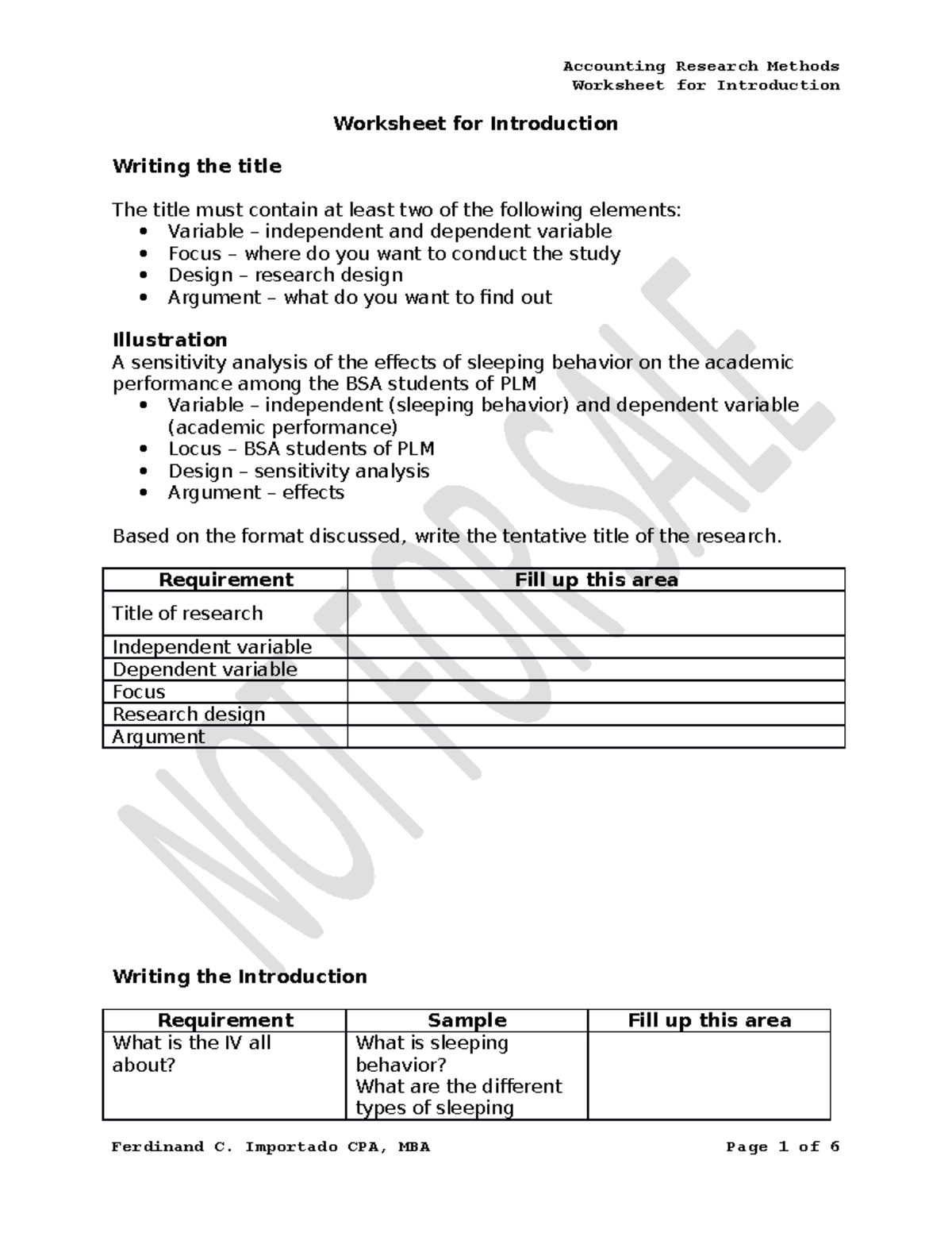 Worksheet-for-introduction - Worksheet for Introduction Worksheet for ...