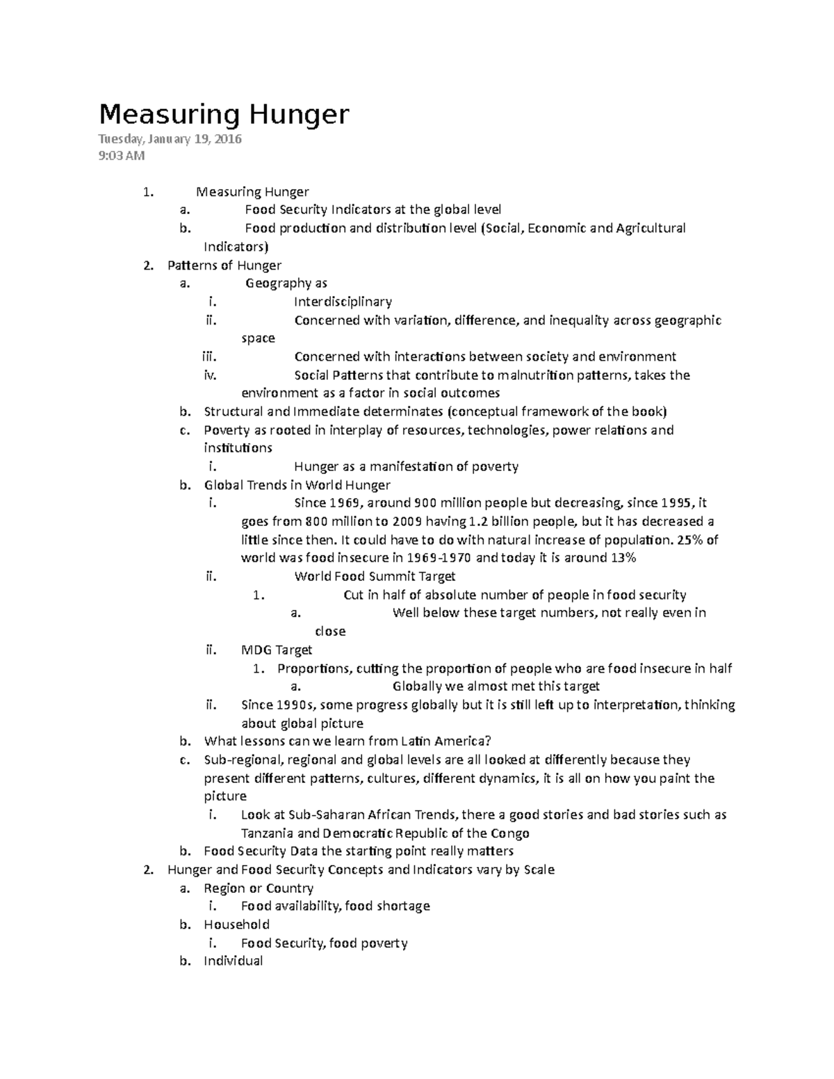 Geography of Food and Hunger Security - Measuring Hunger Tuesday ...