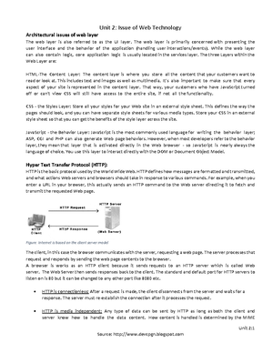 Unit 4 of web - lecture notes - Unit 4: The server tier Web Server ...