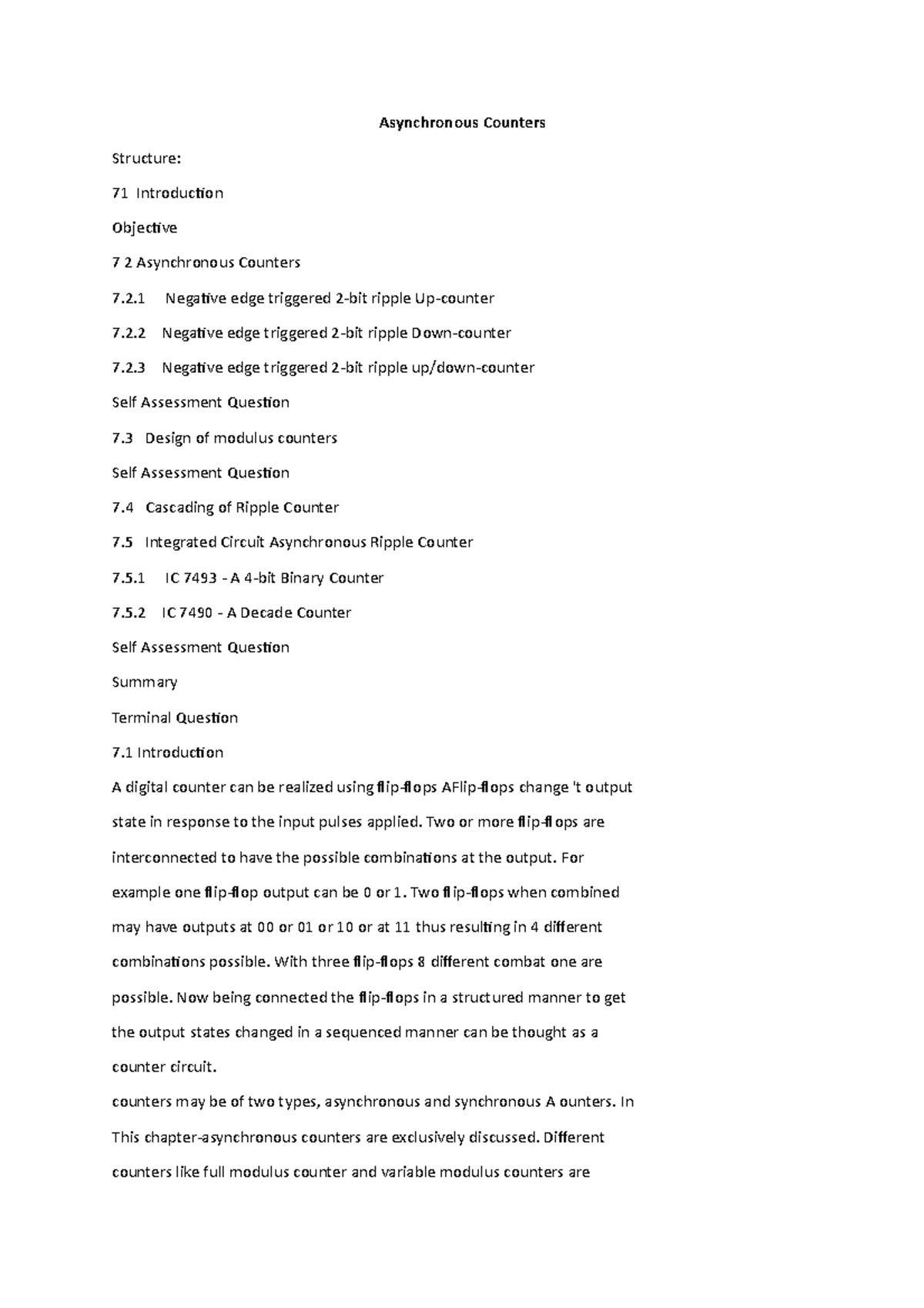 Digital System Asynchronous Counters Vol1 Asynchronous Counters