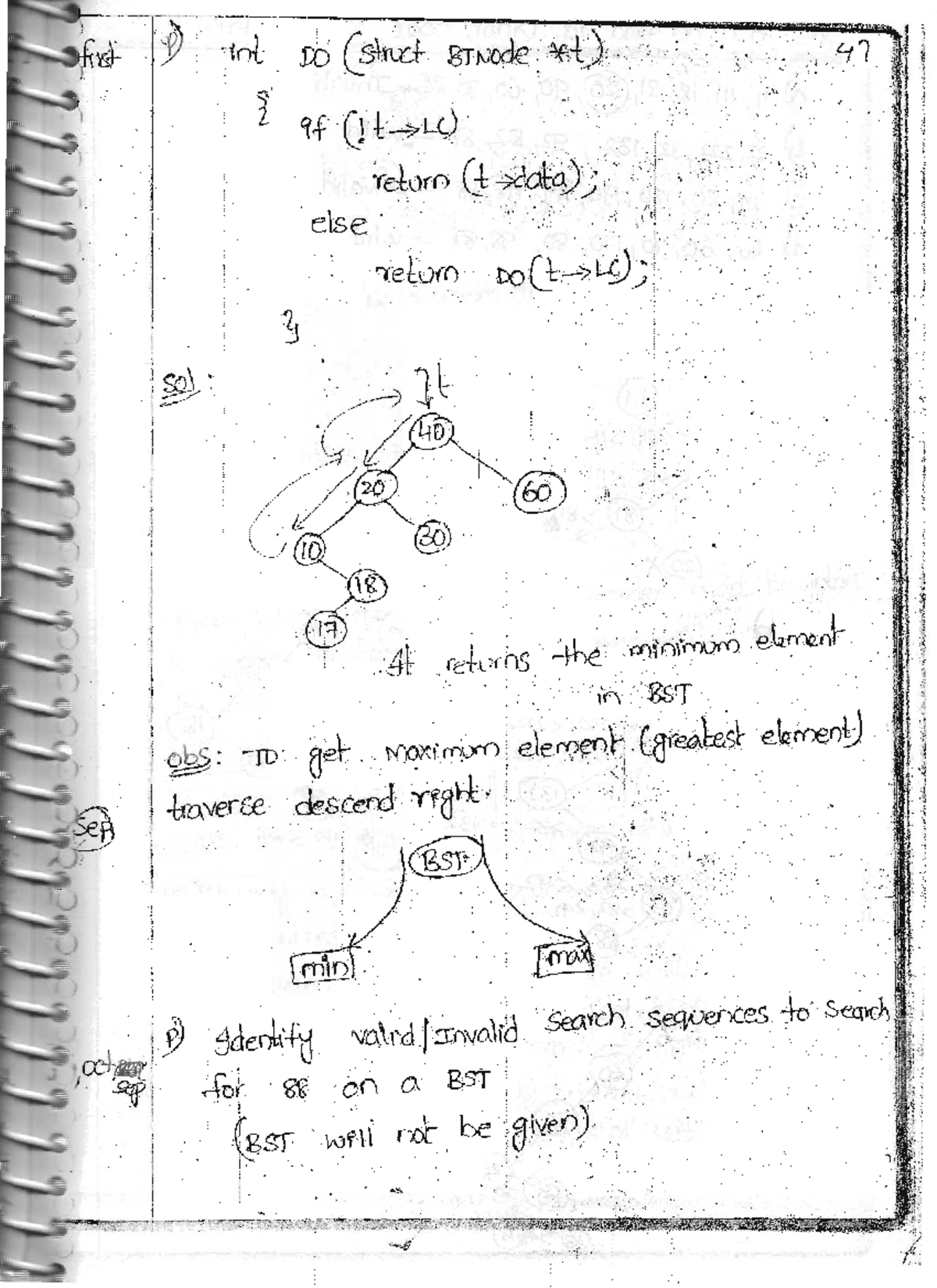 Ds Module 4 Ds Lecture Notes Unit R First D Int Do Struct Btnode Xt 47 If It Lc Return