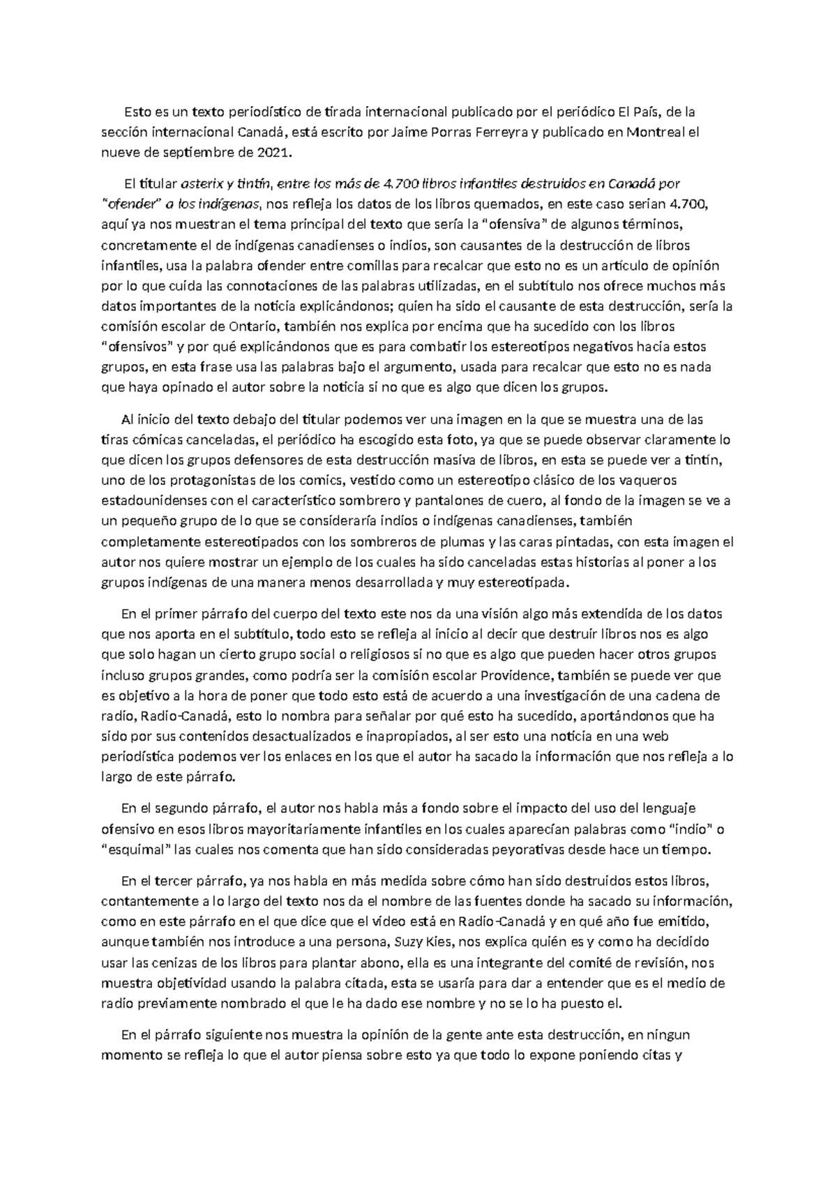 Texto Axterix Y Tintin Paola Castro Esto Es Un Texto Periodístico De