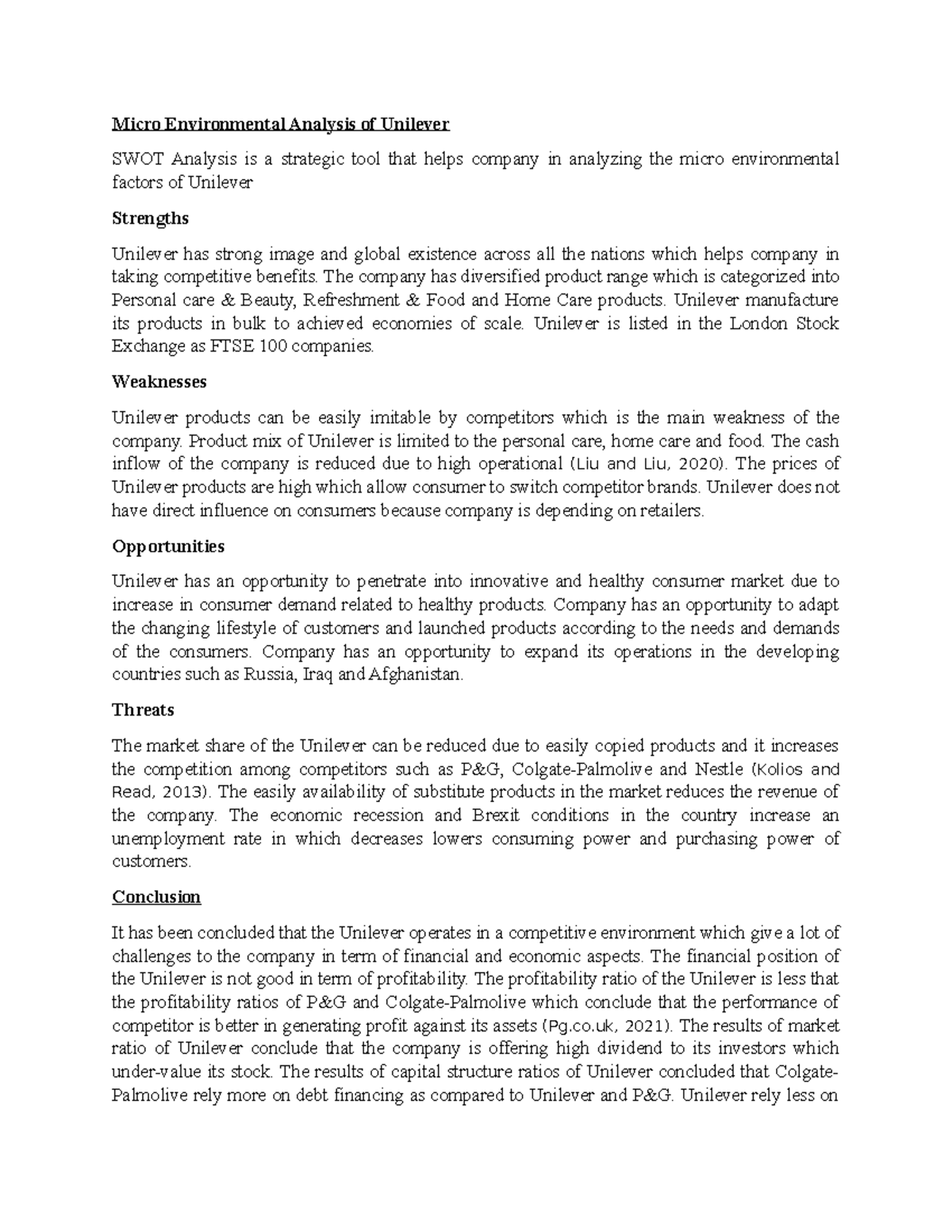 SWOT Analysis Unilever - Micro Environmental Analysis of Unilever SWOT ...
