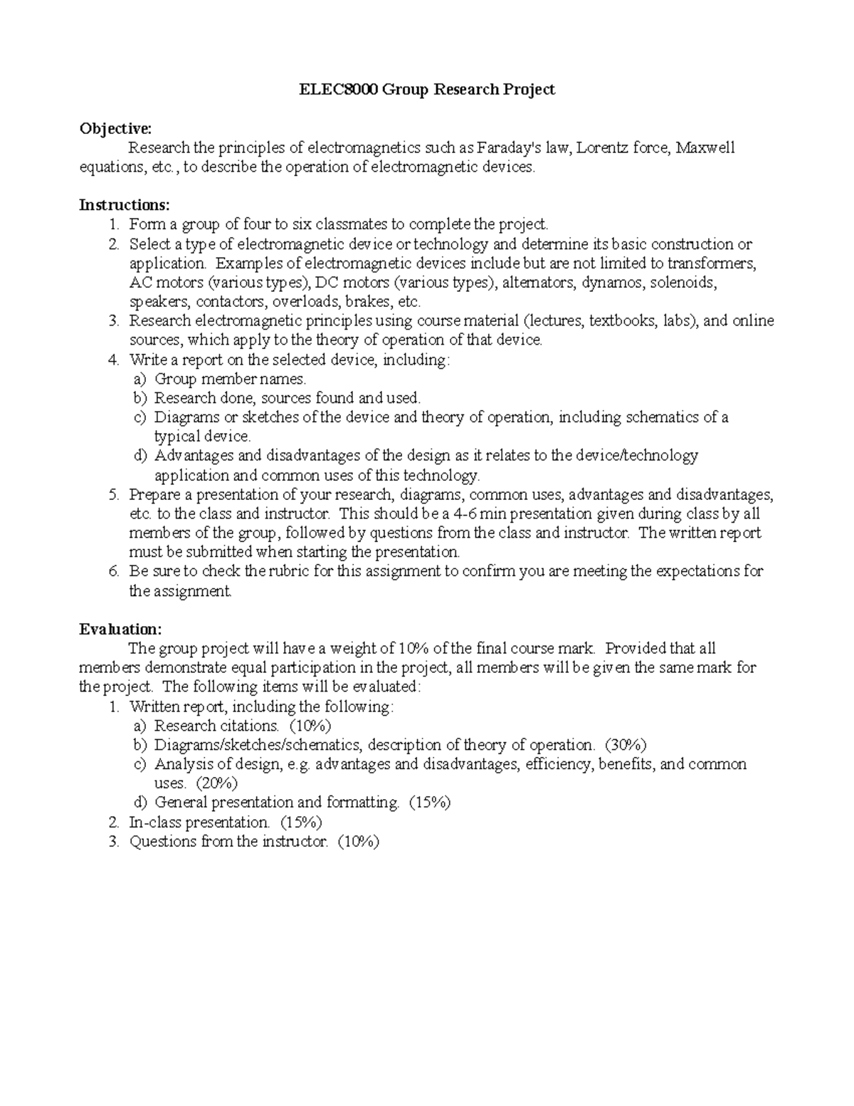 ELEC8000 Group research project - ELEC8000 Group Research Project ...