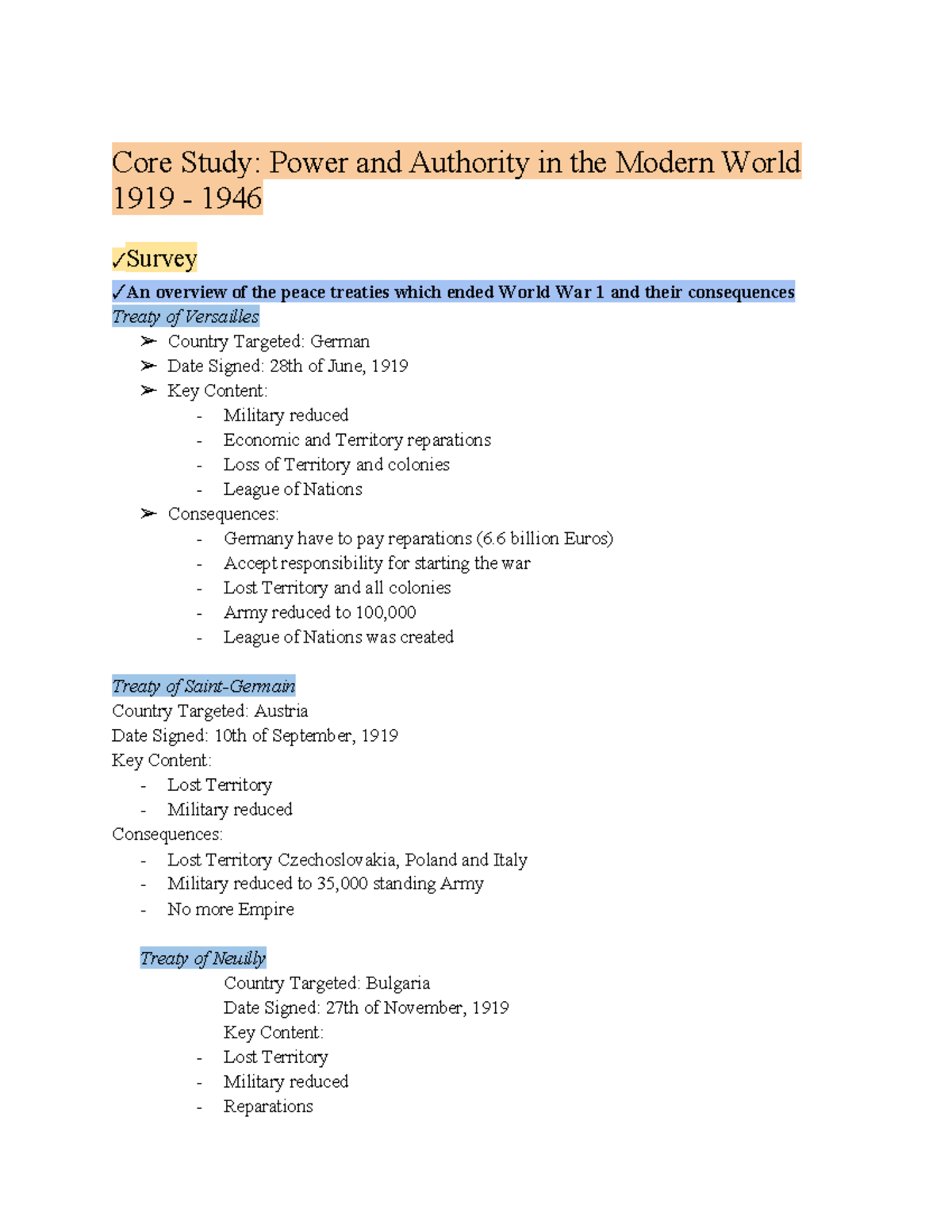 Modern History Syllabus Notes - Core Study: Power and Authority in the ...