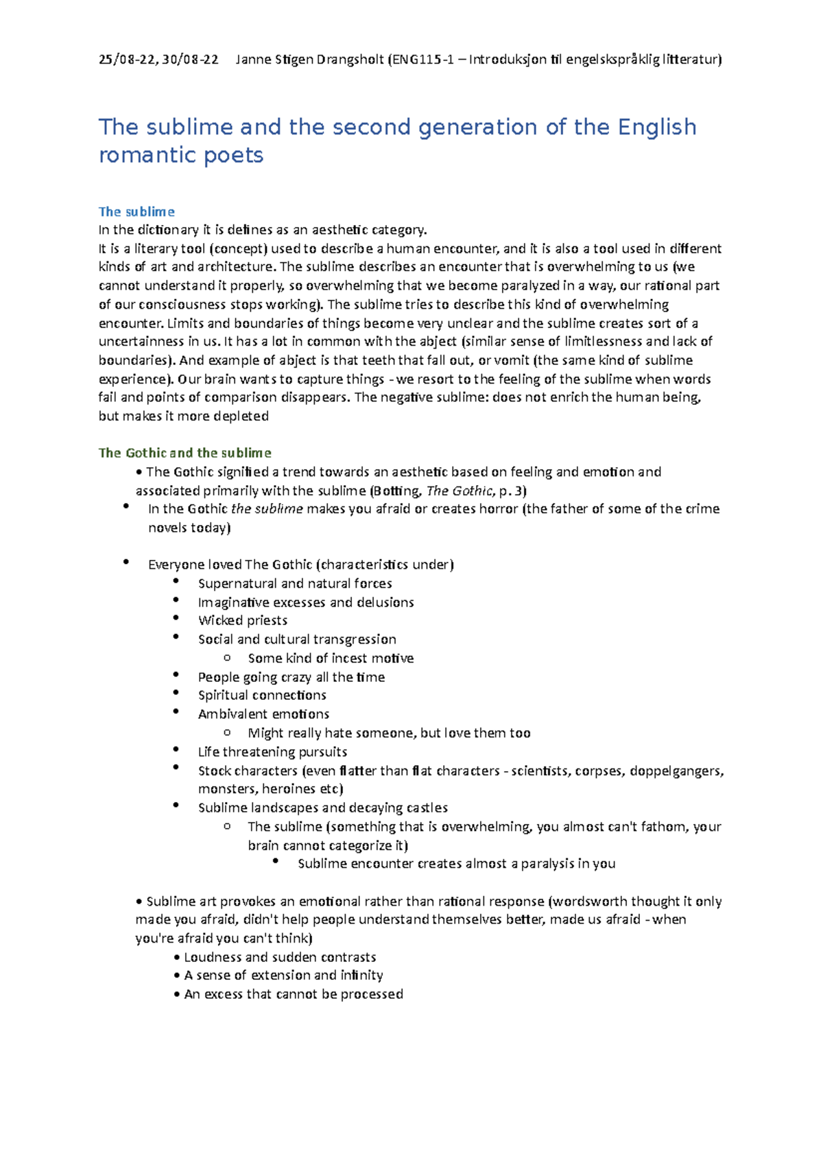 The sublime and the second generation of the English romantic poets ...