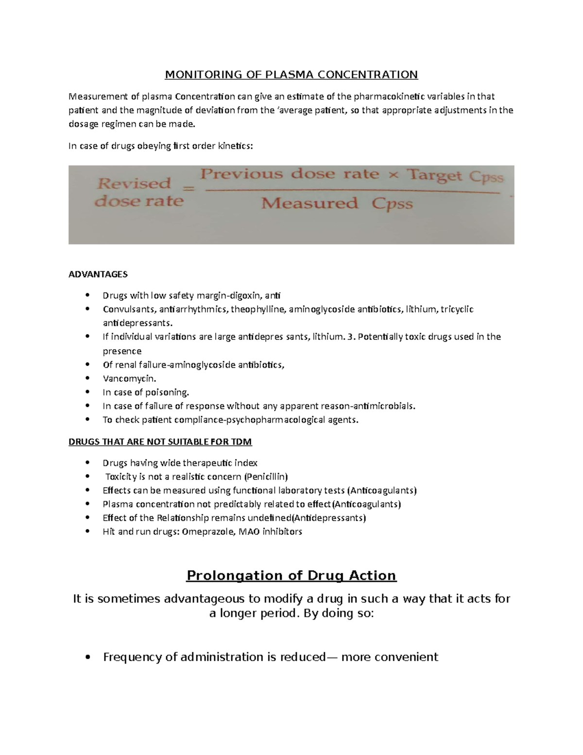 TDM - Therapeutic Drug Monitoring and Equation - MONITORING OF PLASMA ...