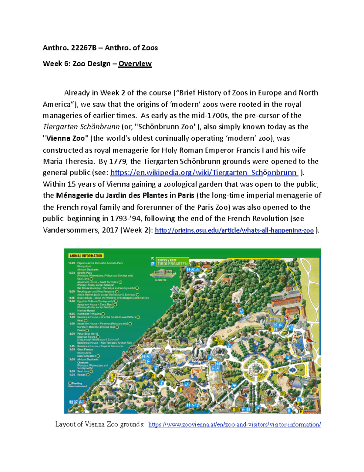 Anthro. 2267B - Week 6 Overview - Anthro. 22267B – Anthro. of Zoos Week ...