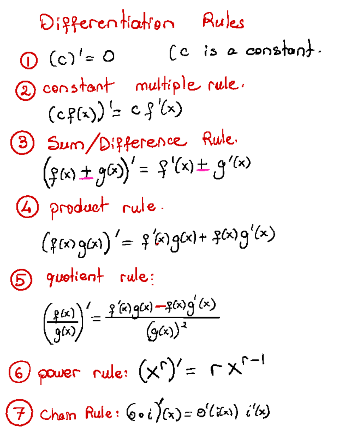 Differentiation Rules 3 - Differentiation Rules (c) ' = 0 CC is a constant 2 constant multiple ...