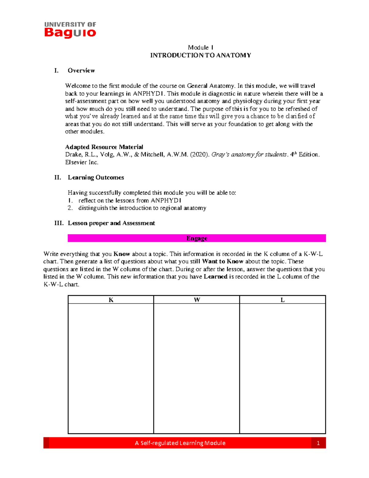 Gnanad 1 Module 1 Introduction to Anatomy 2 - Module 1 INTRODUCTION TO ...