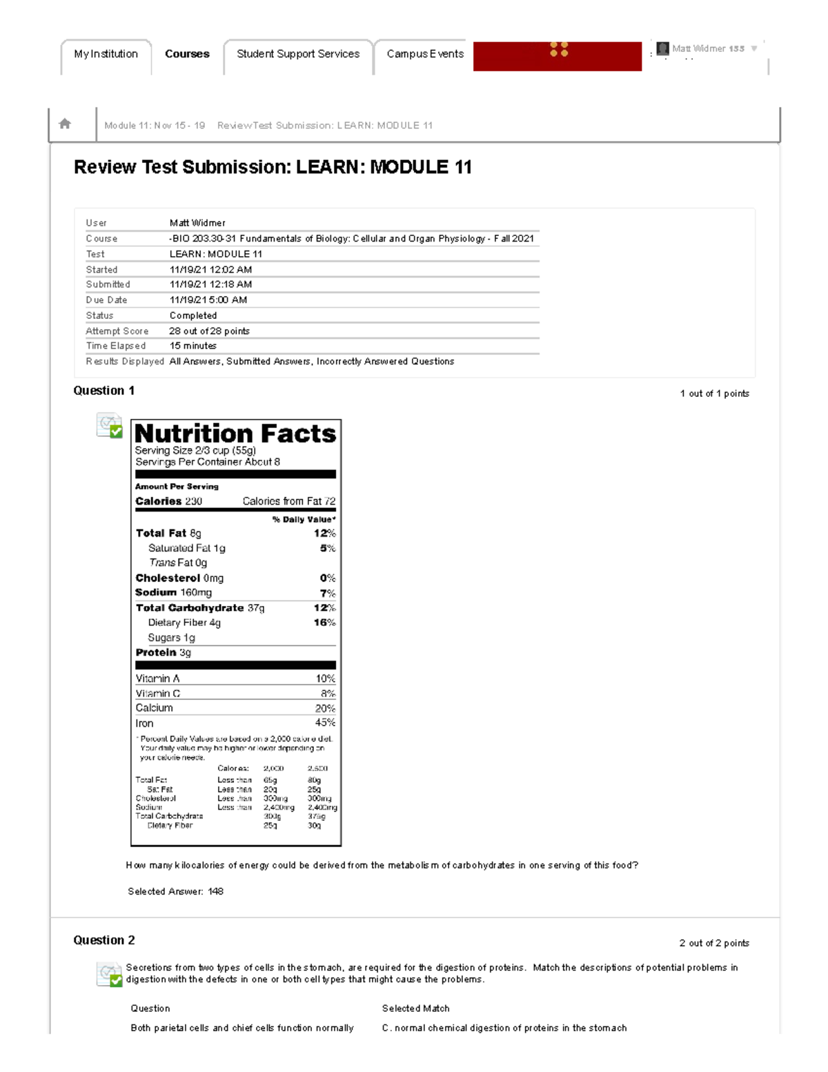 Learn Module 11 Bio 203 All Correct Answers H Module 11 Nov 15